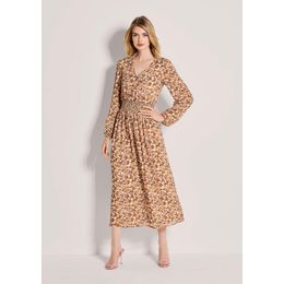 Madeleine Mode MADELEINE Damen Midikleid "Midikleid Viskosekleid mit Wickeleffekt", braun, Modern, Gr. 46, Obermaterial: 100% Viskose CV., Kleider, Kleid mit