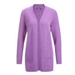 GOLDNER Damen Strickjacke "Kurzgr&ouml;&szlig;e Langarm Feinstrick-Cardigan", lila, Gr. 22, Obermaterial: 100% Kaschmir WS., Strickjacken, Ohne