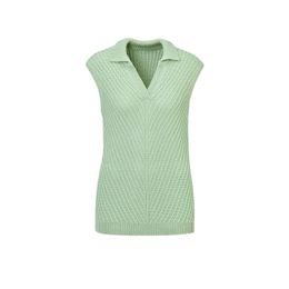 GOLDNER Damen Rundhalspullover "Kurzgr&ouml;&szlig;e Stricktop mit V-Ausschnitt", gr&uuml;n, Gr. 21, Obermaterial: 82% Polyacryl PAN. 18% Baumwolle CO., Pullover,
