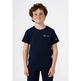 Champion Jungen T-Shirt "ICONS CONTRAST Crewneck T-Shirt", blau, Gr. M, Obermaterial: 100% Baumwolle, Shirts, mit Rundhalsausschnitt, Kurzarm, aus