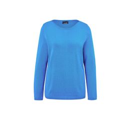 GOLDNER Damen Strickpullover "Pullover mit U-Boot-Ausschnitt aus Baumwoll-Viskose-Mix", blau, Gr. 42, Obermaterial: 60% Viskose CV. 40% Baumwolle
