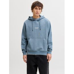 Jack & Jones JACK & JONES Herren Kapuzensweatshirt "JJESOHO SWEAT HOOD NOOS", blau, Gr. M, unifarben, angeraute Sweatware, Obermaterial: 80% Baumwolle, 20%