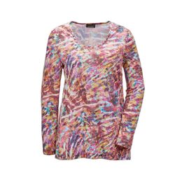 GOLDNER Damen Longpullover "Kurzgr&ouml;&szlig;e Langarmshirt mit Rundhals, Ausbrenner", rot, Gr. 20, Obermaterial: 50% Polyester PES. 50% Viskose CV.,