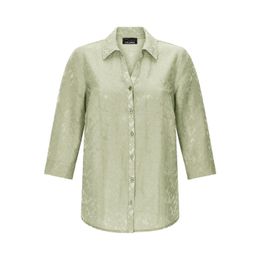 GOLDNER Damen Hemdbluse "Viskosebluse mit filigranem Muster", gr&uuml;n, Gr. 52, Obermaterial: 78% Viskose CV. 22% Polyamid PA., Blusen, Ausbrenner