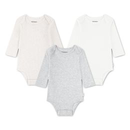 Jungen Langarmbody "HUGB 3PK BODYSUIT"huggies oatmeal htr, Gr. 3, HUGGIES BABYWEAR, unifarben, Feinripp, Obermaterial: 100% Baumwolle, Bodys,