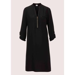 Madeleine Mode MADELEINE Damen Midikleid "Kleid Shirtkleid mit Rundhals mit V-Schlitz", schwarz, Modern, Gr. 38, Obermaterial: 100% Polyester PES., Kleider