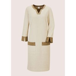 Madeleine Mode MADELEINE Damen Sommerkleid "Etuikleid Elegantes Kleid mit Lederakzenten", wei&szlig;, Modern, Gr. 38, Obermaterial: 44% Baumwolle CO. 40% Polyester PES.