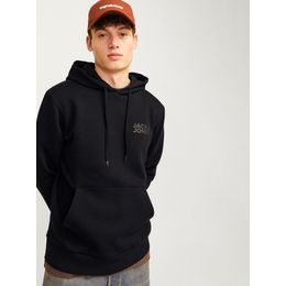Jack & Jones JACK & JONES Herren Kapuzensweatshirt "JJECORP LOGO SWEAT HOOD NOOS", schwarz, Gr. S, bedruckt, angeraute Sweatware, Obermaterial: 70% Baumwolle, 30%