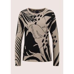 Madeleine Mode MADELEINE Damen Longpullover "Jacquardpullover Baumwollpullover mit floralem Muster", schwarz, Modern, Gr. 36, Obermaterial: 50% Baumwolle CO. 50%