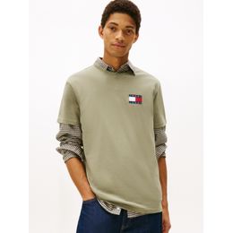 Tommy Jeans Herren T-Shirt "TJM SLIM FIT ESSENTIAL FLAG", gr&uuml;n, Gr. XL, unifarben, Single Jersey, Obermaterial: 100% Baumwolle, Shirts, mit
