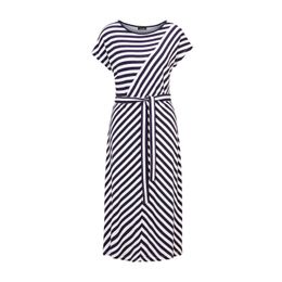 GOLDNER Damen Sommerkleid "Kurzgr&ouml;&szlig;e Kleid mit U-Boot-Ausschnitt", blau, Gr. 24, Obermaterial: 95% Viskose CV. 5% Elasthan EL., Kleider, Bindeg&uuml;rtel