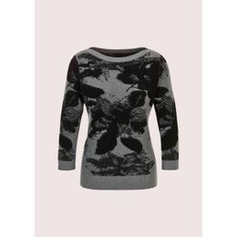 Madeleine Mode MADELEINE Damen Longpullover "Jacquardpullover Strickpullover mit U-Boot-Ausschnitt", schwarz, Modern, Gr. 36, Obermaterial: 60% Wolle WO. 19%