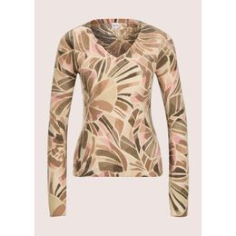Madeleine Mode MADELEINE Damen Longpullover "Strickpullover Luxuri&ouml;ser Glattstrickpullover mit floralem Design", wei&szlig;, Modern, Gr. 48, Obermaterial: 50% Wolle mw.