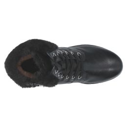 Caprice Damen Winterboots, Gr. 38, schwarz, Nappaleder, Textil, unifarben, Schuhe, Keilabsatz, Schn&uuml;rboots, Schn&uuml;rstiefelette in Weite H (sehr weit)