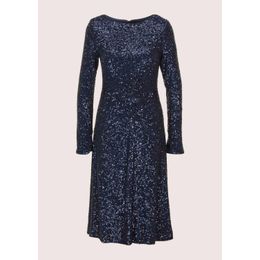 Madeleine Mode MADELEINE Damen Cocktailkleid "Paillettenkleid Abendkleid mit Glanzeffekt", blau, Modern, Gr. 44, Obermaterial: 100% Polyester PES., Kleider, &Auml;rmel