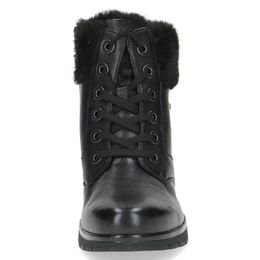 Caprice Damen Winterboots, Gr. 36, schwarz, Nappaleder, Textil, unifarben, Schuhe, Keilabsatz, Schn&uuml;rboots, Schn&uuml;rstiefelette in Weite H (sehr weit)