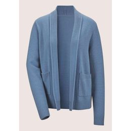 Madeleine Mode MADELEINE Damen Strickjacke "Strickjacke Verk&uuml;rzte Schurwolljacke mit Stehkragen", blau, Modern, Gr. 36, Obermaterial: 100% Schurwolle WV.,