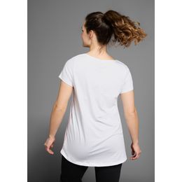 Kangaroos Damen Longshirt, blau, Gr. 40, Jersey, Obermaterial: 60% Baumwolle, 40% Polyester, Shirts, Kurzarm, figurumschmeichelnde Passform, gro&szlig;e