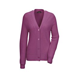 GOLDNER Damen Strickjacke "Elegante Strickjacke mit V-Ausschnitt", lila, Gr. 46, Obermaterial: 70% Polyacryl PAN. 30% Schurwolle WV., Strickjacken,