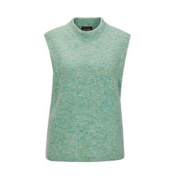 GOLDNER Damen Rundhalspullover "Kurzgr&ouml;&szlig;e Edler Rippstrick Pullunder, Stehkragen", gr&uuml;n, Gr. 20, Obermaterial: 76% Polyester PES. 15% Polyamid PA. 6%