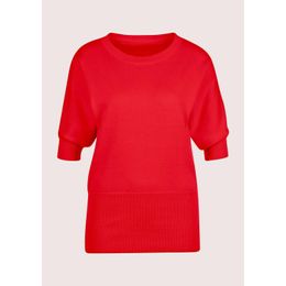 Madeleine Mode MADELEINE Damen Longpullover "Feinstricktop Sommerlicher Baumwollpullover mit breitem Bund", rot, Modern, Gr. 36, Obermaterial: 100% Baumwolle CO.,