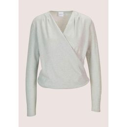 Madeleine Mode MADELEINE Damen Langarmshirt "Blusenshirt Glamour&ouml;ses Oberteil mit Wickel-Design", wei&szlig;, Modern, Gr. 48, Obermaterial: 82% Viskose CV. 18%