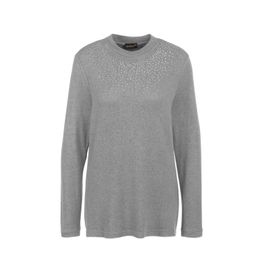 GOLDNER Damen Longpullover "Angenehm weiches Shirt mit Glitzersteinen", grau, Gr. 44, Obermaterial: 75% Viskose CV. 20% Polyester PES. 5% Elasthan