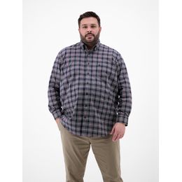 Lerros Herren Langarmhemd "Kariertes Flanellhemd in &Uuml;bergr&ouml;ssen", blau, Gr. 4XL, 100% Baumwolle, Hemden