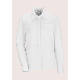 Madeleine Mode MADELEINE Damen Hemdbluse "Hemdbluse Modische Bluse mit verdeckter Knopfleiste", wei&szlig;, Modern, Gr. 42, Obermaterial: 97% Baumwolle CO. 3% Elasthan