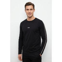BOSS Herren Longsleeve "Unique", Gr. XXLschwarz 001, Jersey, Obermaterial: 95% Baumwolle, 5% Elasthan, Shirts, bequemes Langarmshirt mit Kontrastnaht