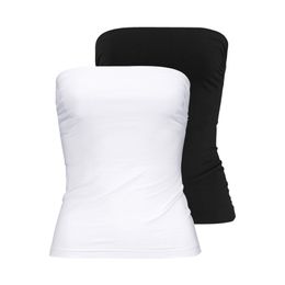 Melrose Damen Bandeautop, schwarz-wei&szlig;, Basic, Gr. 36, unifarben, Jersey, Obermaterial: 95% Baumwolle, 5% Elasthan, Tops, mit Raffung an der Naht,