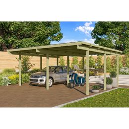 Karibu Doppelcarport 'Eco 1' 563 x 490 cm Kiefer KDI PVC-Dach