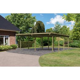 Karibu Doppelcarport 'Eco 2' 563 x 676 cm Kiefer KDI PVC-Dach