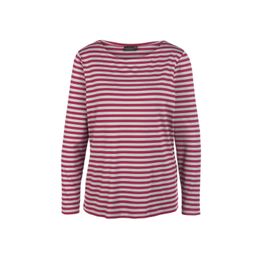 GOLDNER Damen Longpullover "Kurzgr&ouml;&szlig;e Jerseyshirt mit Streifenmuster", grau, Gr. 20, Obermaterial: 95% Viskose CV. 5% Elasthan EL., Pullover, Bunt