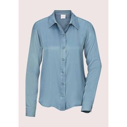 Madeleine Mode MADELEINE Damen Hemdbluse "Hemdbluse Elegante Viskosebluse mit Hemdkragen", blau, Modern, Gr. 44, Obermaterial: 100% Viskose CV., Blusen
