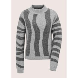 Madeleine Mode MADELEINE Damen Longpullover "Jacquard-Pullover Stilvoller Strickpullover mit modernem Allover-Muster", grau, Modern, Gr. 44, Obermaterial: 46%