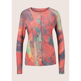 Madeleine Mode MADELEINE Damen Strickjacke "Strickjacke L&auml;ssige Sommerjacke mit einzigartigem Druck", orange, Modern, Gr. 36, Obermaterial: 85% Polyester PES. 15%