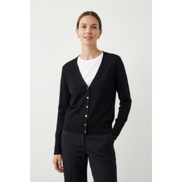 Freequent Damen Cardigan "FQKATIE", schwarz, Gr. L, unifarben, Obermaterial: 82% Viskose, 16% Polyamid, 2% Elasthan, Strickjacken, mit Kn&ouml;pfen am
