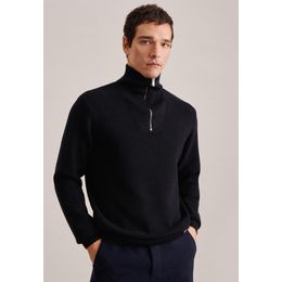 Seidensticker Herren Strickpullover "Regular", blau, Gr. XXXL, unifarben, 100% Wolle, Pullover, 1/1 Stehkragen Uni