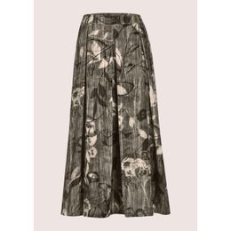 Madeleine Mode MADELEINE Damen Midirock "Samtrock Eleganter Midirock mit floralem Design", grau, Modern, Gr. 48, Obermaterial: 100% Polyester PES., R&ouml;cke, Samtrock