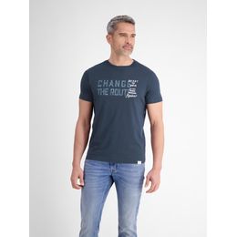 Lerros Herren T-Shirt "Unifarbenes T-Shirt mit Print", blau, Gr. M, 100% Baumwolle, Shirts