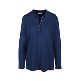 GOLDNER Damen Strickpullover "Glattstrickpullover mit Hemdkragen", blau, Gr. 44, Obermaterial: 100% Polyacryl PAN., Pullover, Vielseitig kombinierbar