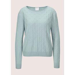 Madeleine Mode MADELEINE Damen Longpullover "Strickpullover Eleganter Wollpullover mit Zopfmuster", blau, Modern, Gr. 36, Obermaterial: 100% Schurwolle WV.,