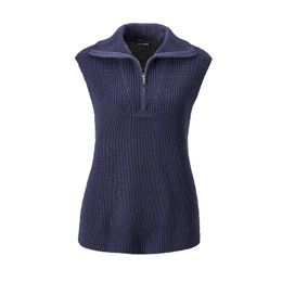 GOLDNER Damen Pullunder "Kurzgr&ouml;&szlig;e Modischer Pullunder mit Troyerkragen", blau, Gr. 23, Obermaterial: 50% Baumwolle CO. 50% Polyacryl PAN., Pullover,