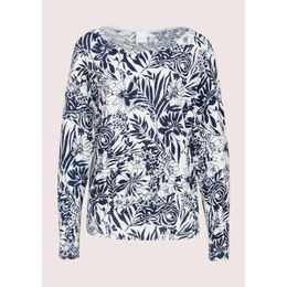 Madeleine Mode MADELEINE Damen Longpullover "Feinstrickpullover Viskoseshirt mit floralem Muster", wei&szlig;, Modern, Gr. 40, Obermaterial: 80% Viskose CV. 20% Polyamid