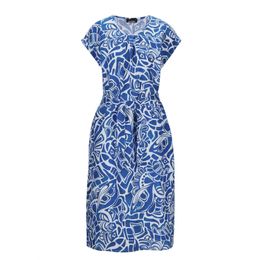 GOLDNER Damen Sommerkleid "Leinenkleid Ethno, Halbarm", blau, Gr. 50, Obermaterial: 100% Leinen LI., Kleider, Mit Bindeg&uuml;rtel und Taschen