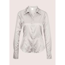Madeleine Mode MADELEINE Damen Hemdbluse "Bluse Hemdbluse mit gl&auml;nzendem Finish", wei&szlig;, Modern, Gr. 48, Obermaterial: 75% Baumwolle CO. 22% Polyamid PA. 3% Elasthan