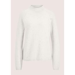 Madeleine Mode MADELEINE Damen Longpullover "Strickpullover Glanzvoller Wollpullover mit Glattstrick", wei&szlig;, Modern, Gr. 40, Obermaterial: 88% Schurwolle WV. 10%