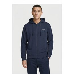 Jack & Jones JACK & JONES Herren Kapuzensweatjacke "JJCOLLEGE LOGO SWEAT ZIP HOOD", blau, Gr. S, unifarben, Sweatware, Obermaterial: 80% Baumwolle, 20% Polyester,