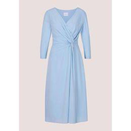 Madeleine Mode MADELEINE Damen Midikleid "Wickelkleid Midikleid mit eleganter Drapierung", blau, Modern, Gr. 34, Obermaterial: 61% Acetat CA. 39% Polyester PES.,